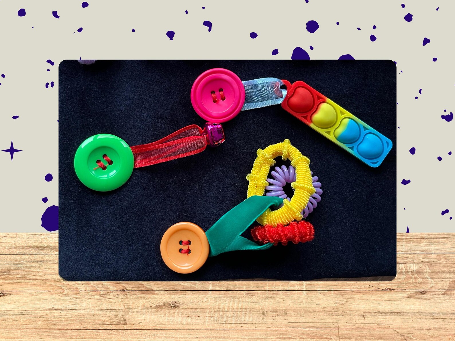 Navy Twiddle Pad, Colourful Bright Textured Blanket, Tactile Sensory ...