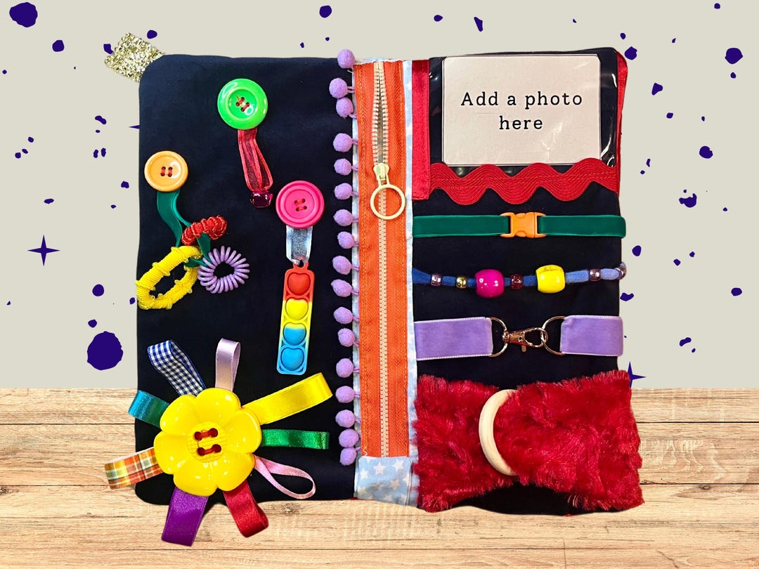 Navy Twiddle Pad, Colourful Bright Textured Blanket, Tactile Sensory ...