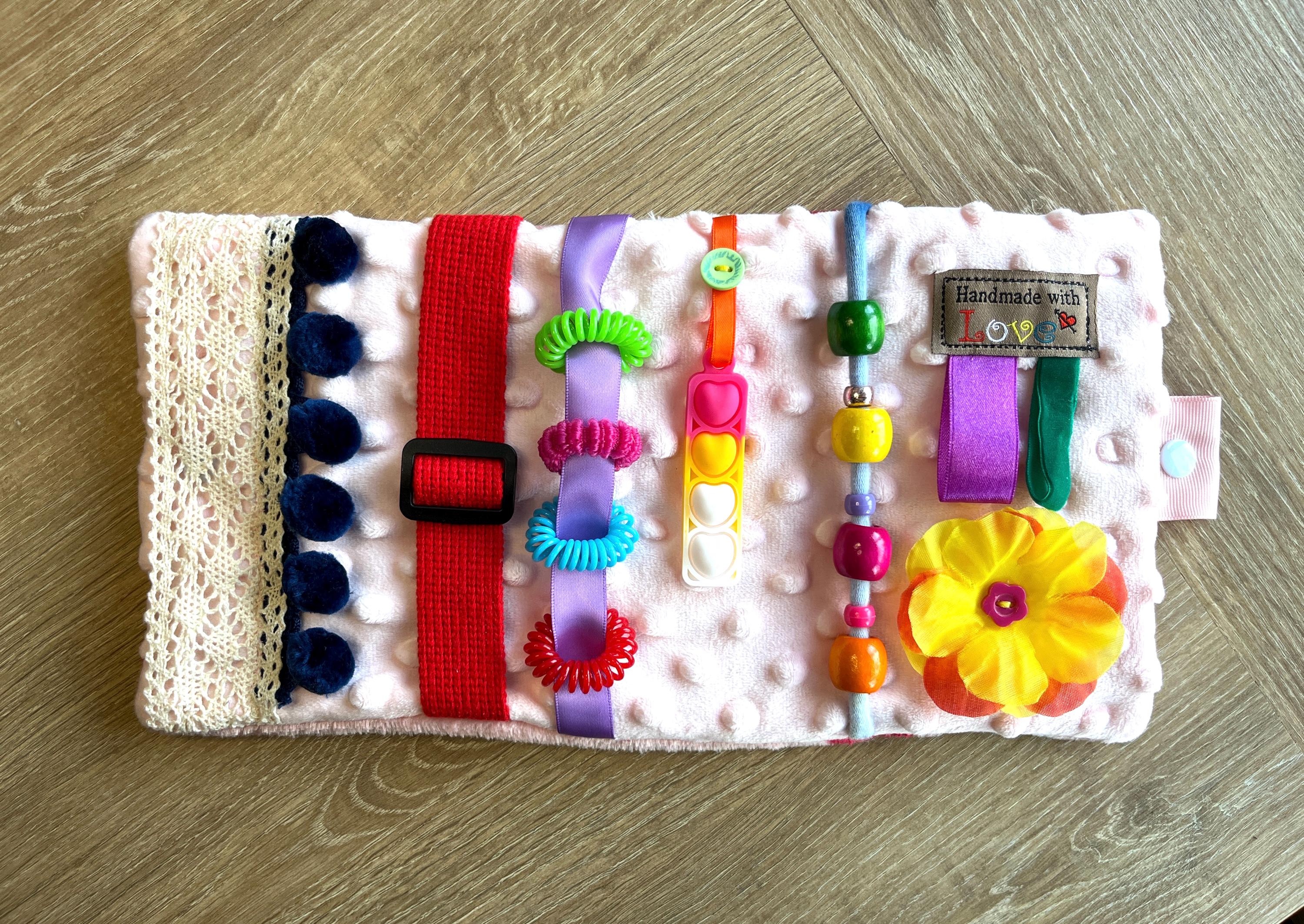 Small Colourful Bright Wrist Muff, Textured Tactile Activity Pad, Soothing Calming Fidget Mat ...