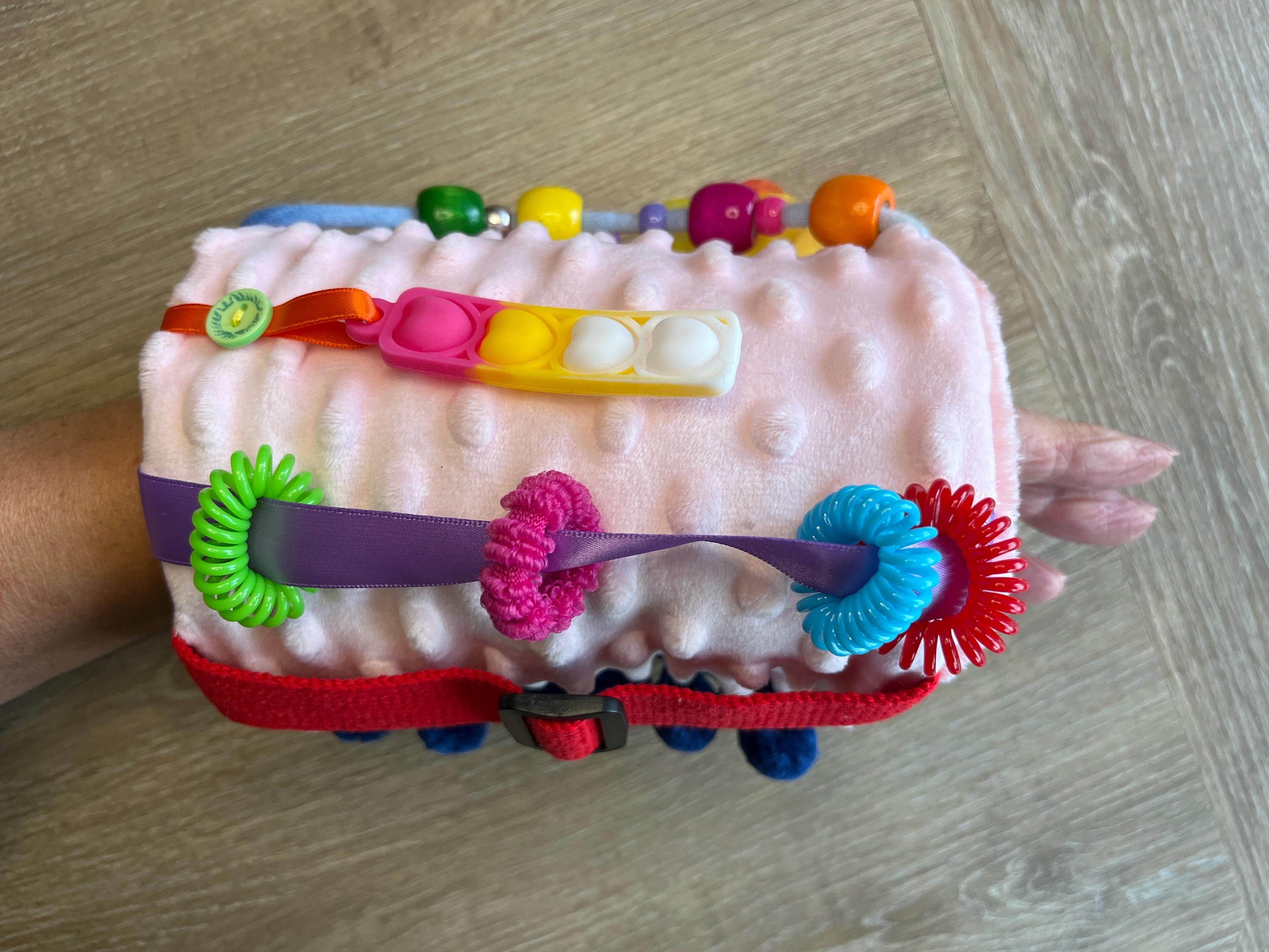 Small Colourful Bright Wrist Muff, Textured Tactile Activity Pad, Soothing Calming Fidget Mat ...