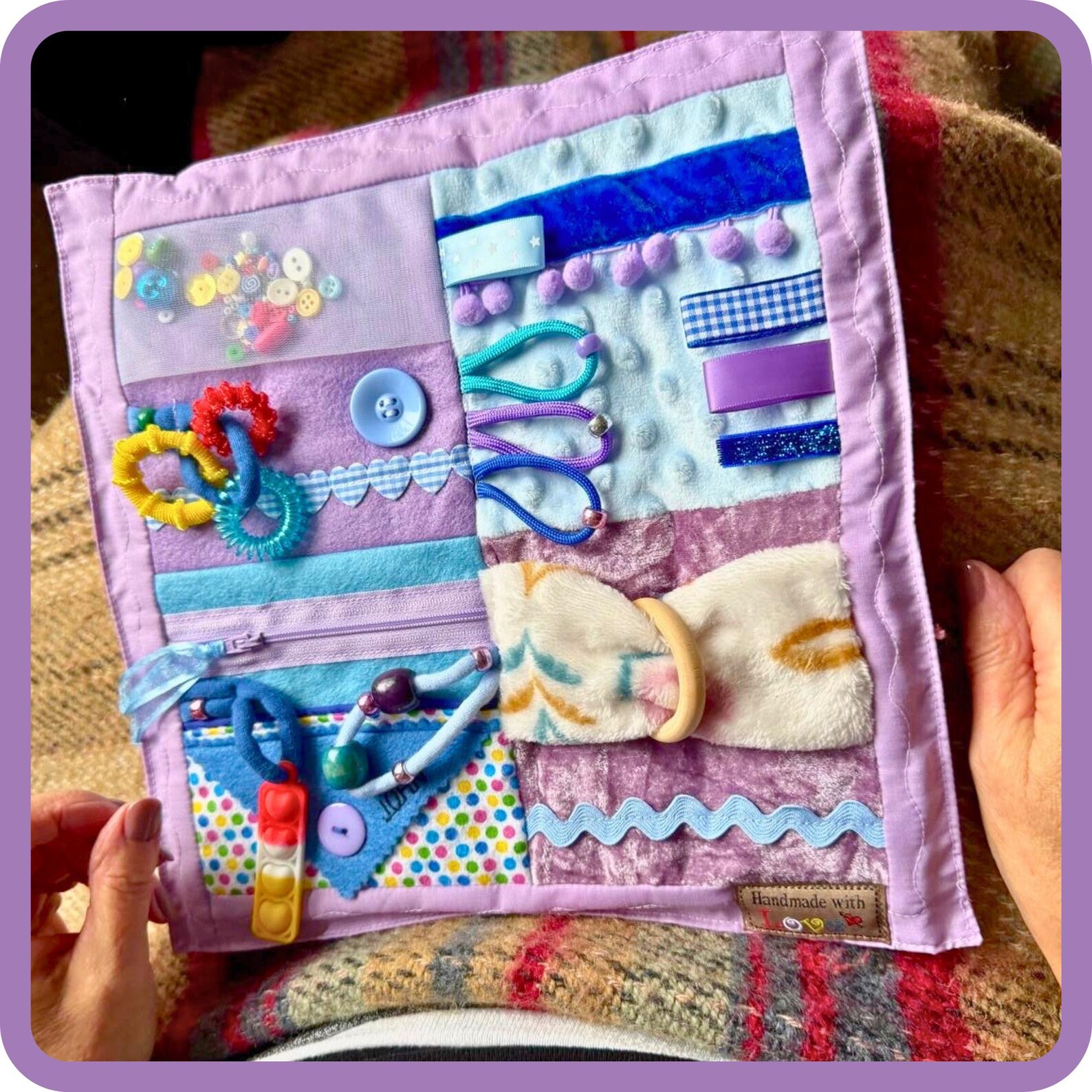 Medium Personalised Sensory Fidget Blanket, Calming Activity Pad ...