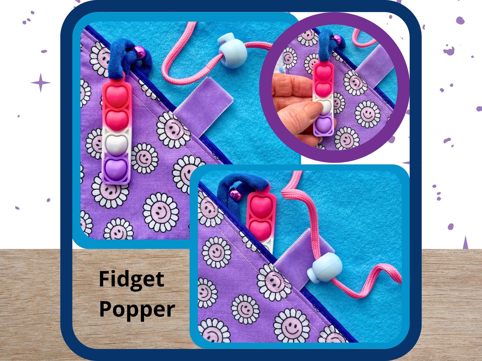 Personalised Calming Fidget Blanket, Bright Sensory Twiddle Pad ...