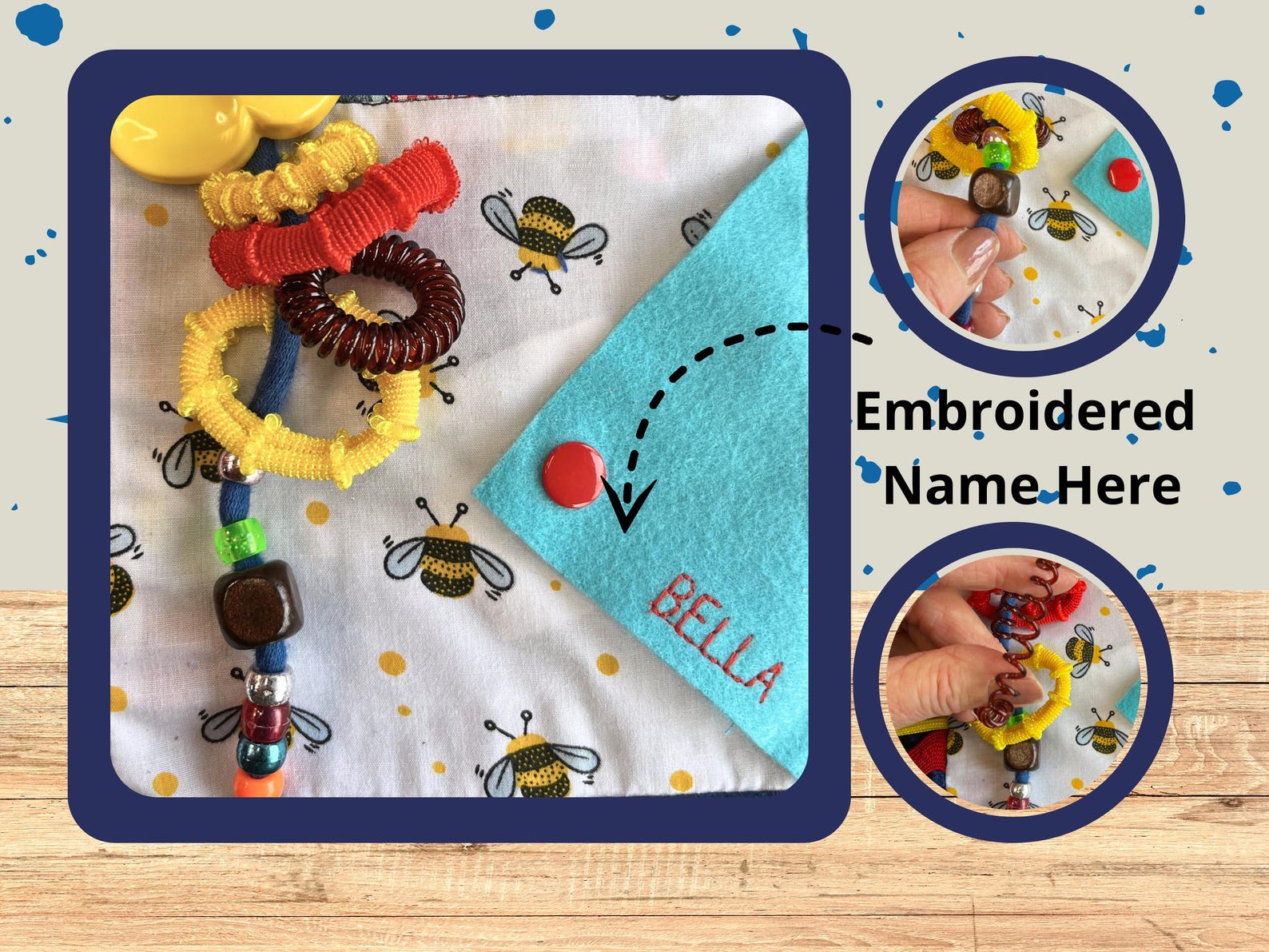 Personalised Fidget Blanket, Bright Sensory Tactile Centre, Soothing ...