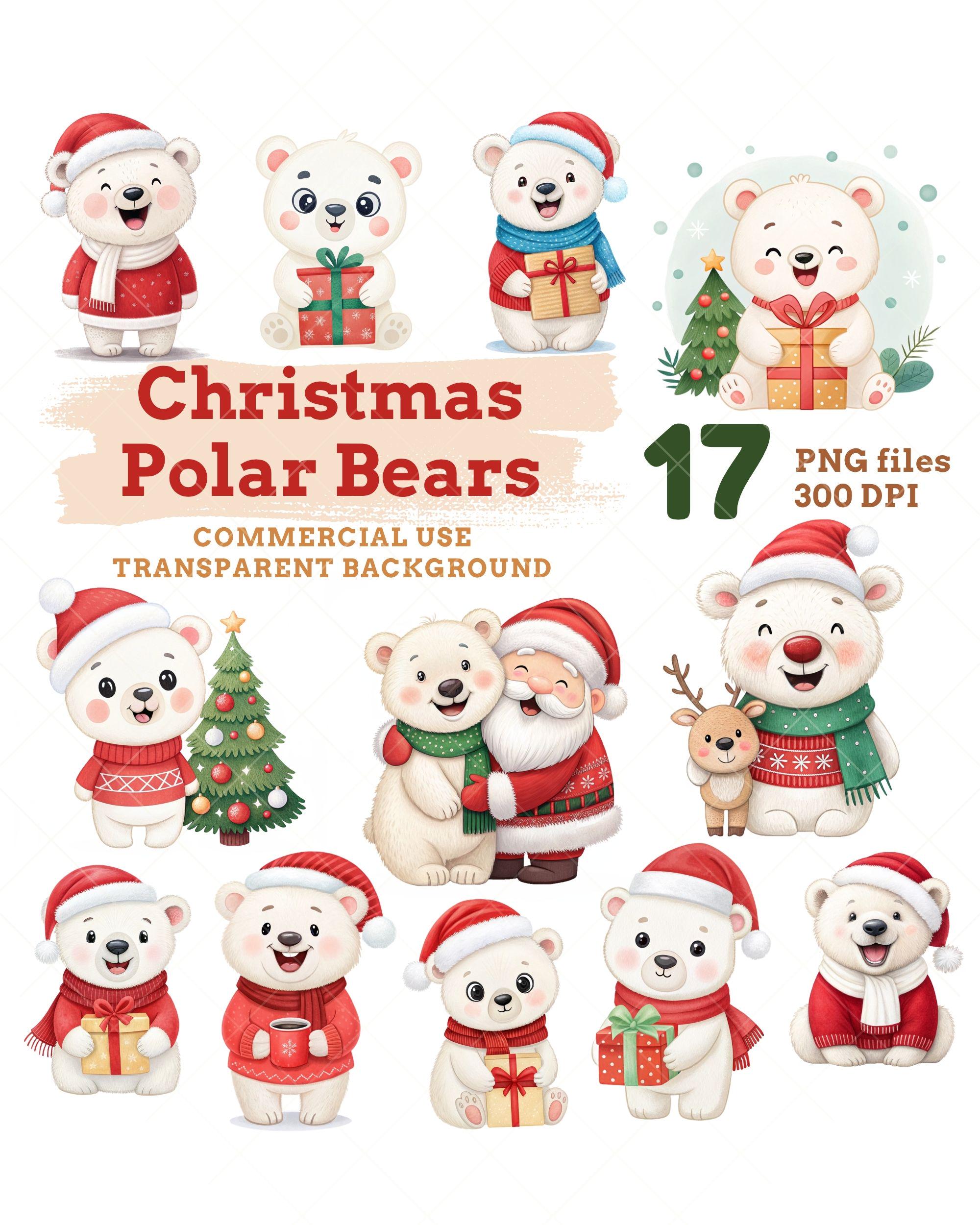 Happy Christmas Polar Bear Clipart, Festive Winter Bear PNG Wearing ...