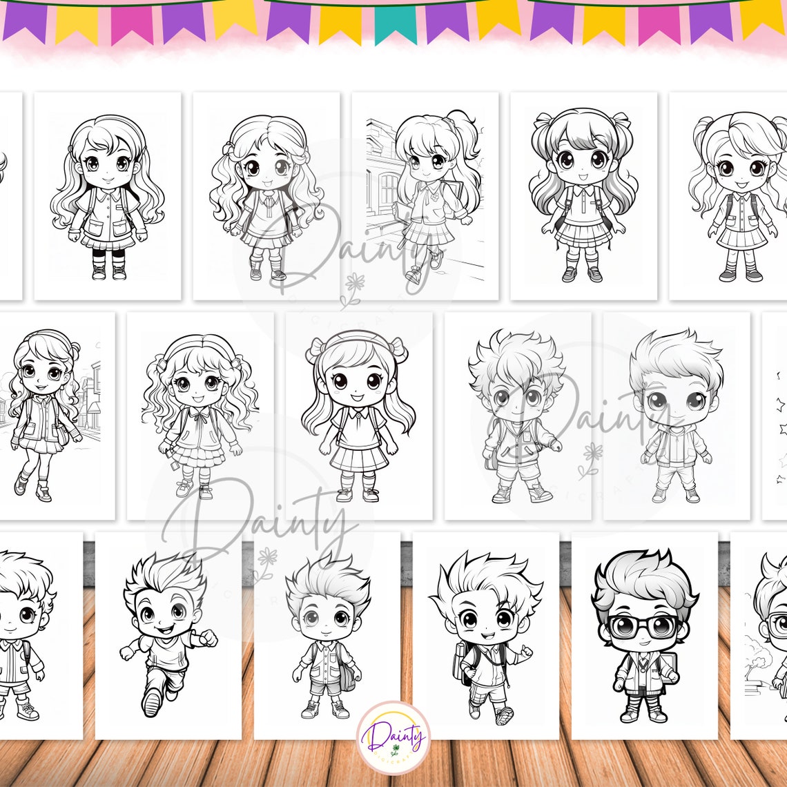 Printable Coloring Pages for Kids, Back to School Little Girls and Boys ...