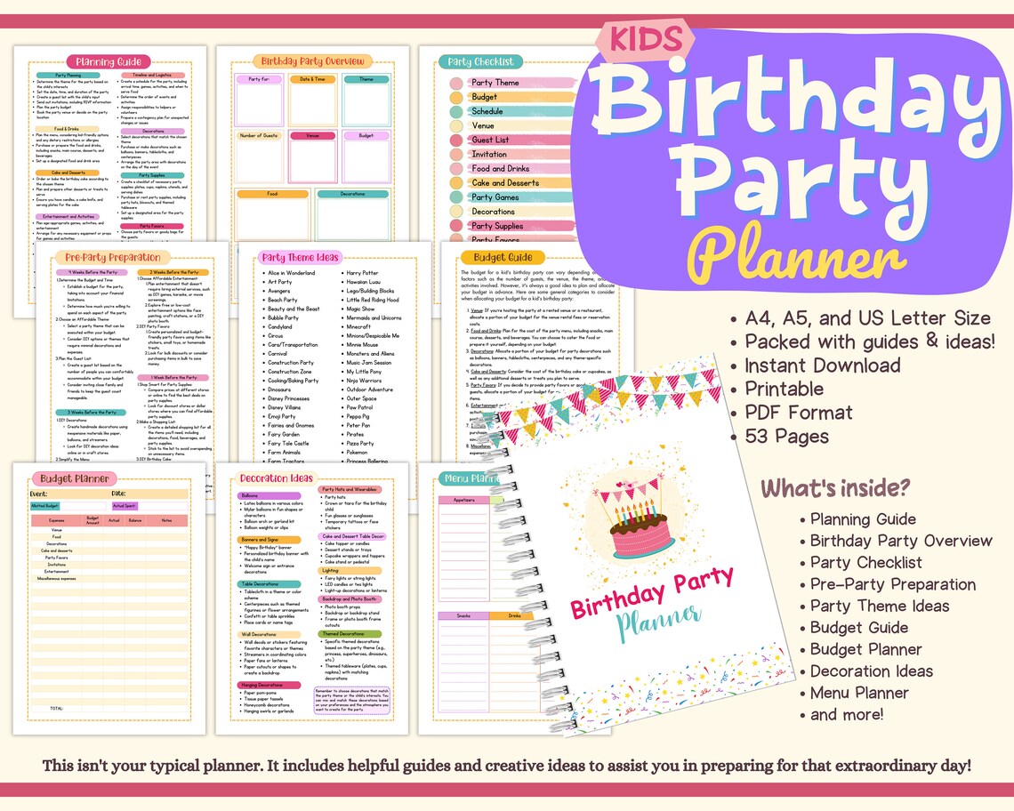 Printable Birthday Party Planner Party Planner Event - Etsy