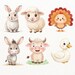 Watercolor Cute Farm Animal Clipart Set, Baby Barnyard Animals for Kids ...