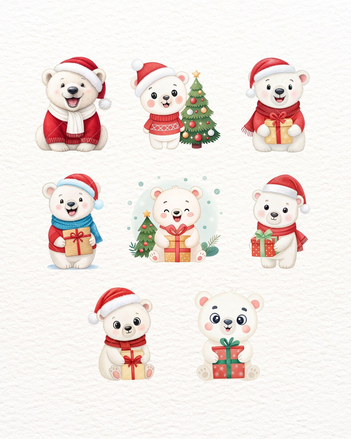 Happy Christmas Polar Bear Clipart, Festive Winter Bear PNG Wearing ...