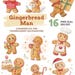 Gingerbread Man Christmas Clipart: Holiday Cookie PNG, Baking Graphics ...
