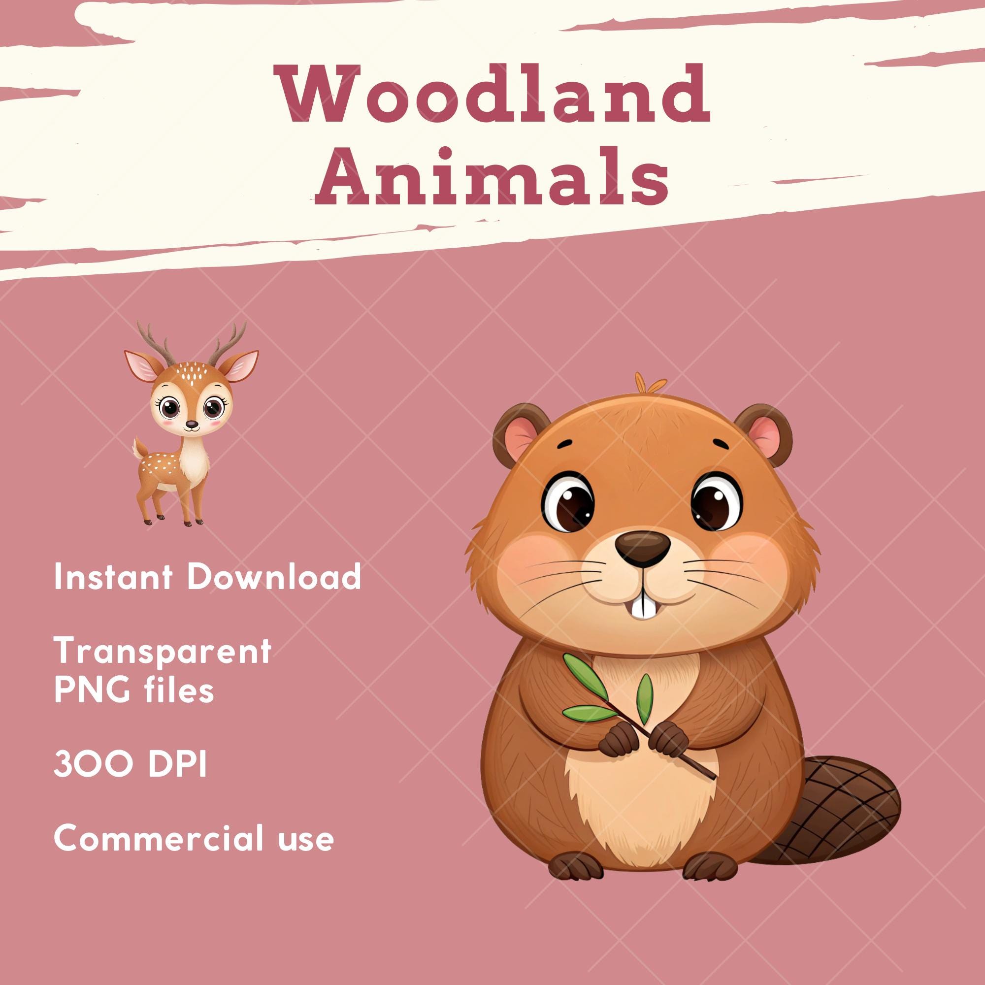 Cute Woodland Animals Clipart Bundle – 30 PNG, 300 DPI, Transparent ...