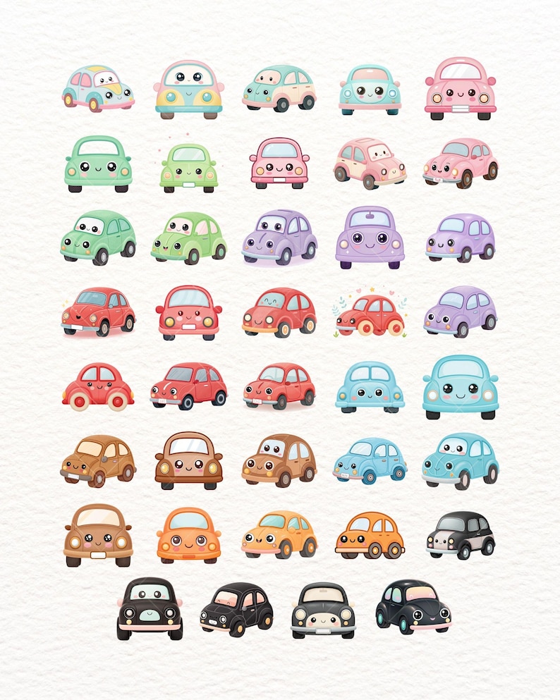 Cute Car Clipart, Kawaii Toy Vehicles PNG, Pastel Boy Girl Nursery ...