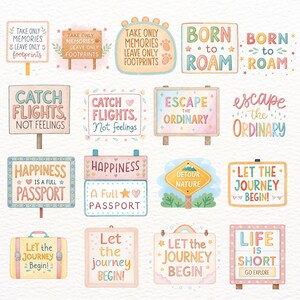 Travel Signs Clipart Bundle, Cute Vacation Quotes PNG, Beach Arrows ...