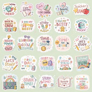 Motivational Study Quote Stickers: Back to School PNG Clipart (digital ...