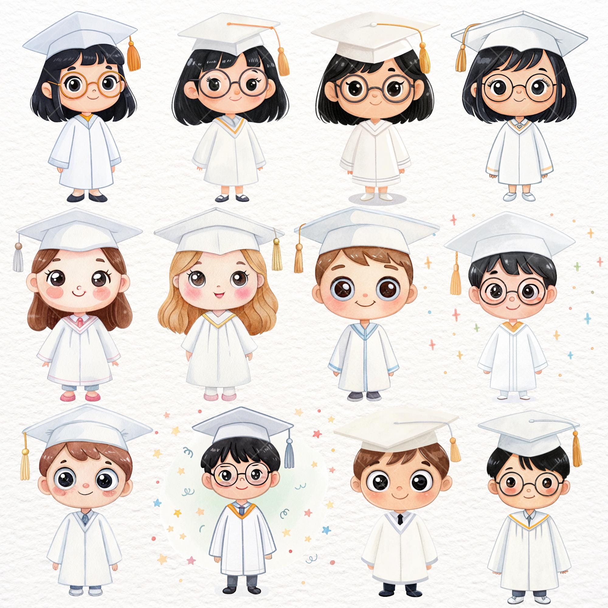 Adorable Graduation Clipart for Boys & Girls, Cute Graduate ...