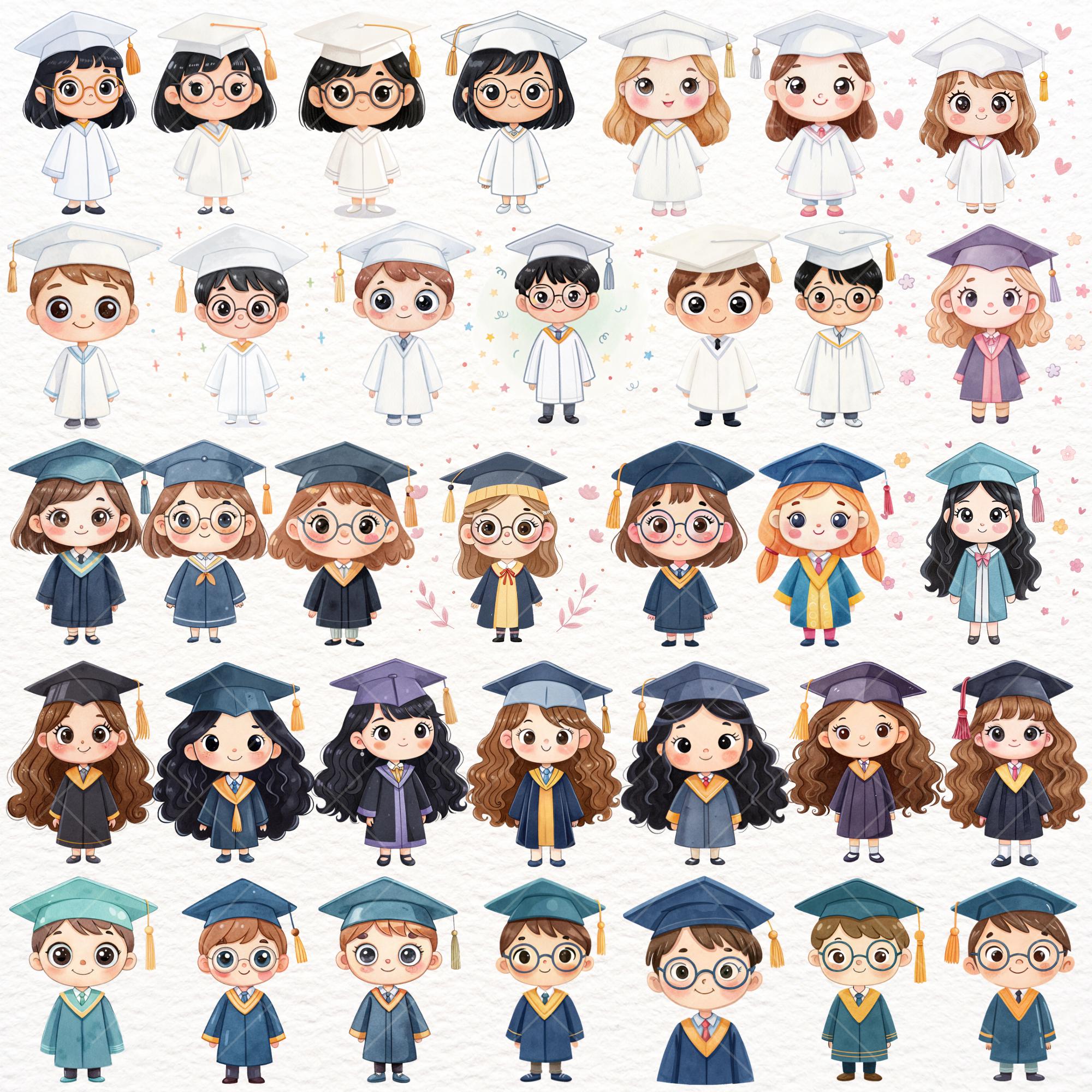 Adorable Graduation Clipart for Boys & Girls, Cute Graduate ...