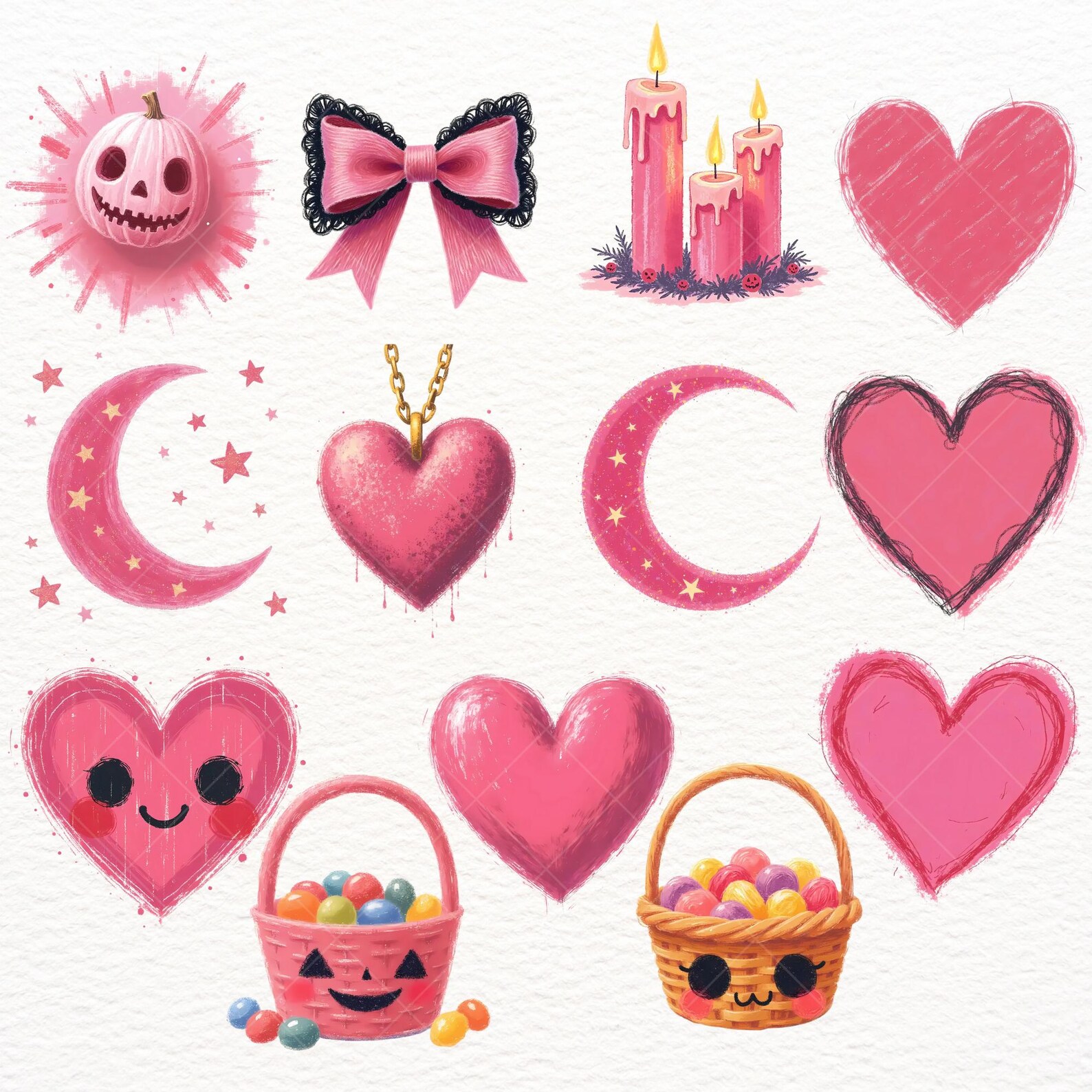 Pink Halloween Clipart, Kawaii Spooky Girls PNG (commercial Use) - Etsy