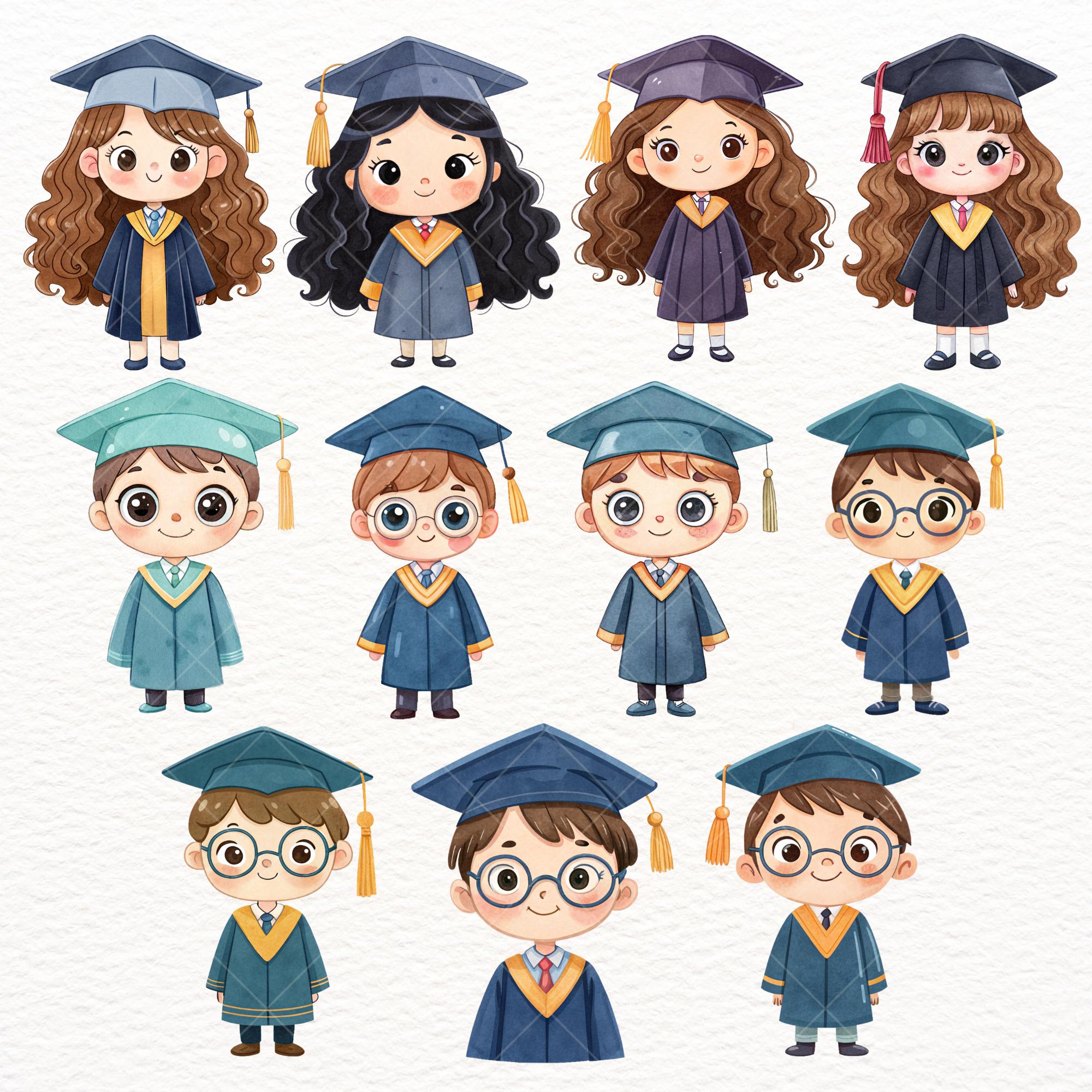 Adorable Graduation Clipart for Boys & Girls, Cute Graduate ...