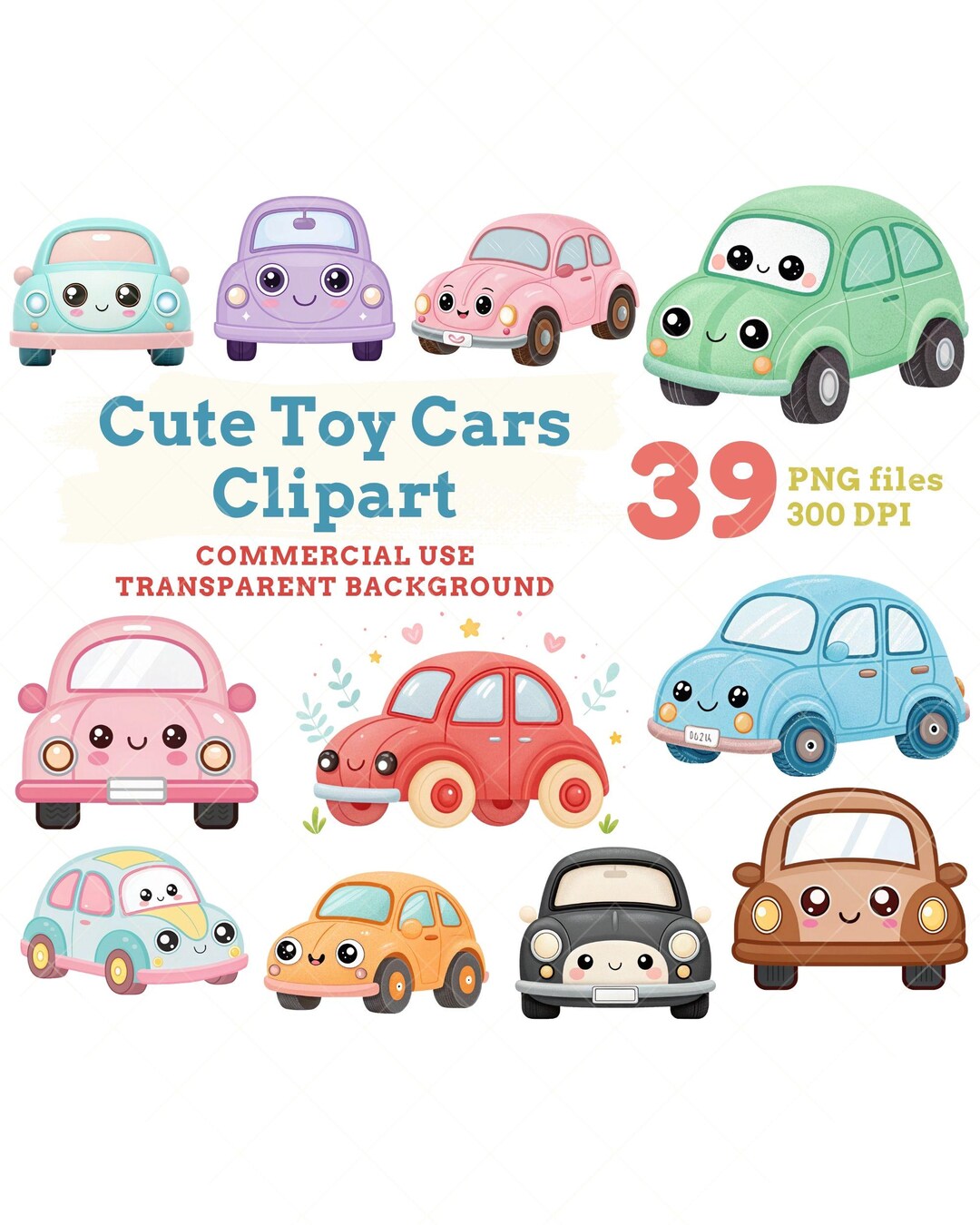 Cute Car Clipart, Kawaii Toy Vehicles PNG, Pastel Boy Girl Nursery ...