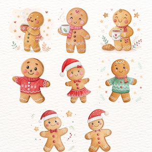 Gingerbread Man Christmas Clipart: Holiday Cookie PNG, Baking Graphics ...
