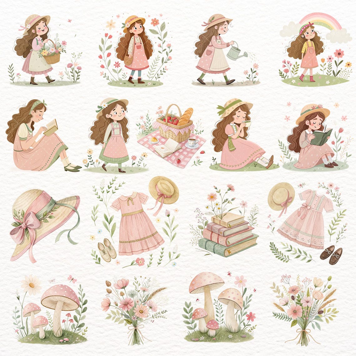 17 Cottagecore Girl Clipart, Cottagecore PNG, Spring Cottagecore Girl ...