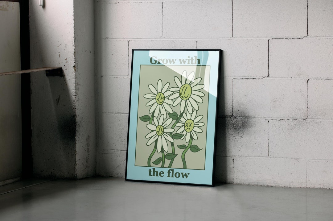 Grow With the Flow Aesthetic Poster for Bedroom Brand Print Posters Art ...