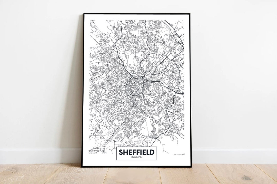 Map Poster for Bedroom Sheffield Map Poster Wall Art Gift for Bedroom ...