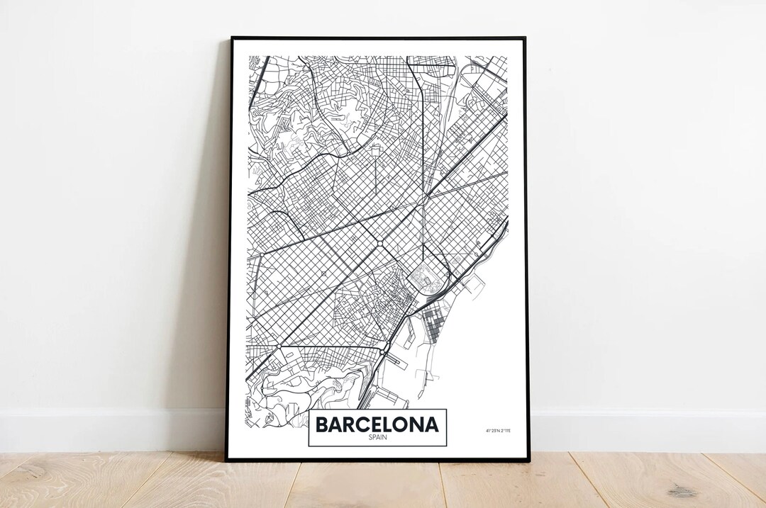 Map Poster for Bedroom Barcelona Map Poster Wall Art Gift for Bedroom ...
