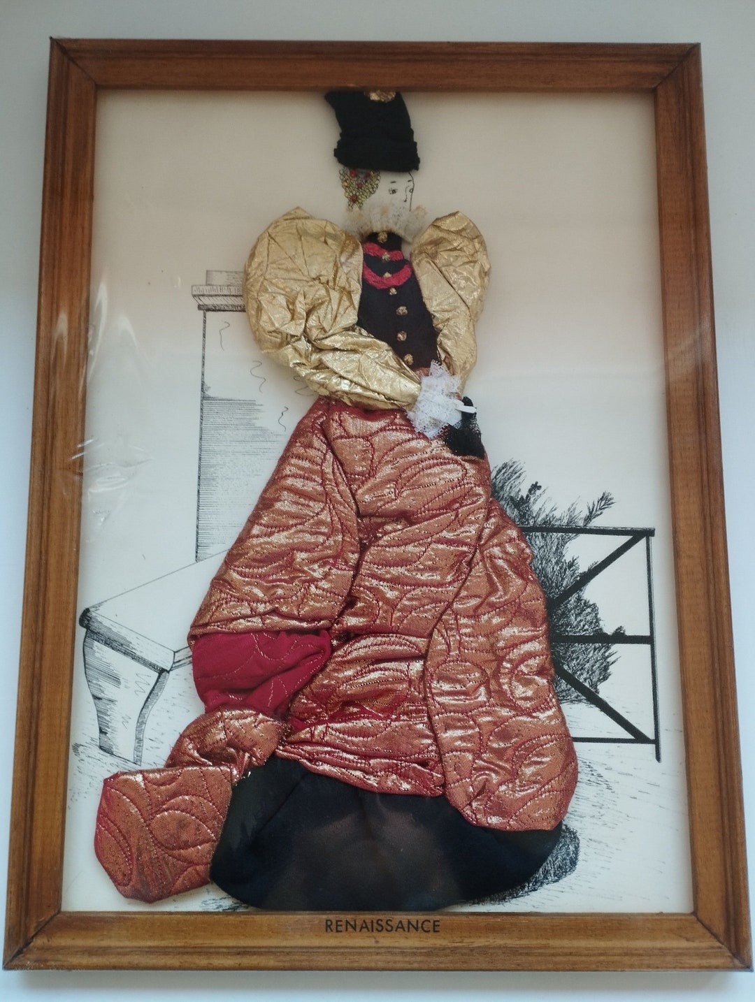 Old Fashion Print Dressed in Vintage Renaissance Fabric and Lace/wall ...