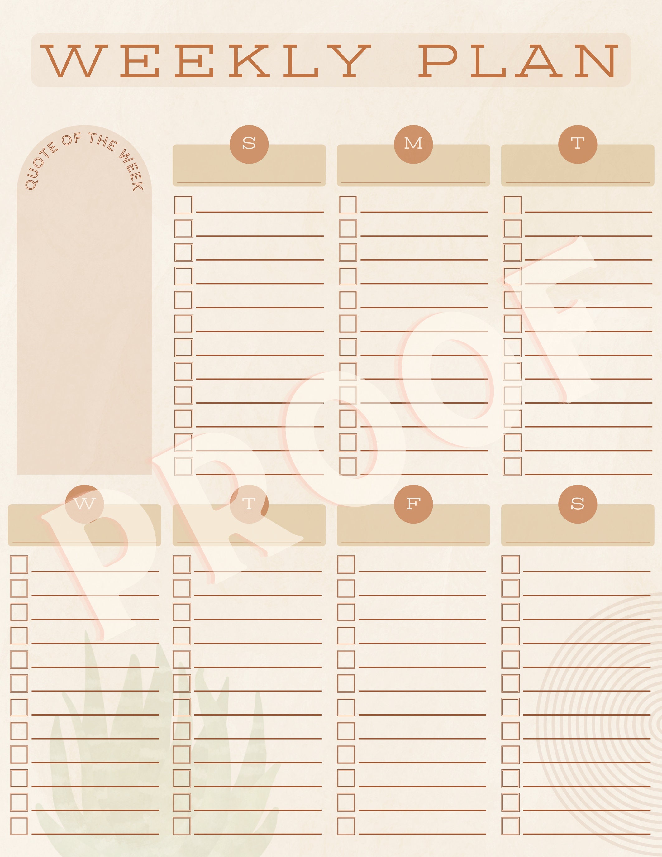 Simple Weekly Plan Checklist - Etsy