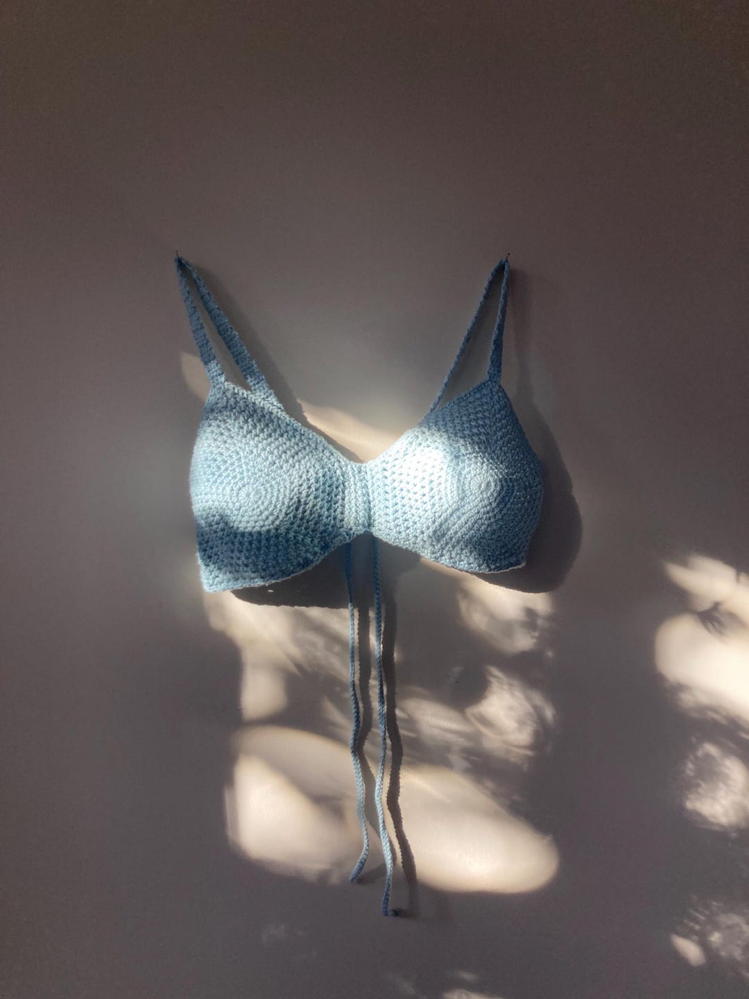 Net Bralette - Crochet Bralette - Corset Back Tie - Cotton - Baby Blue ...