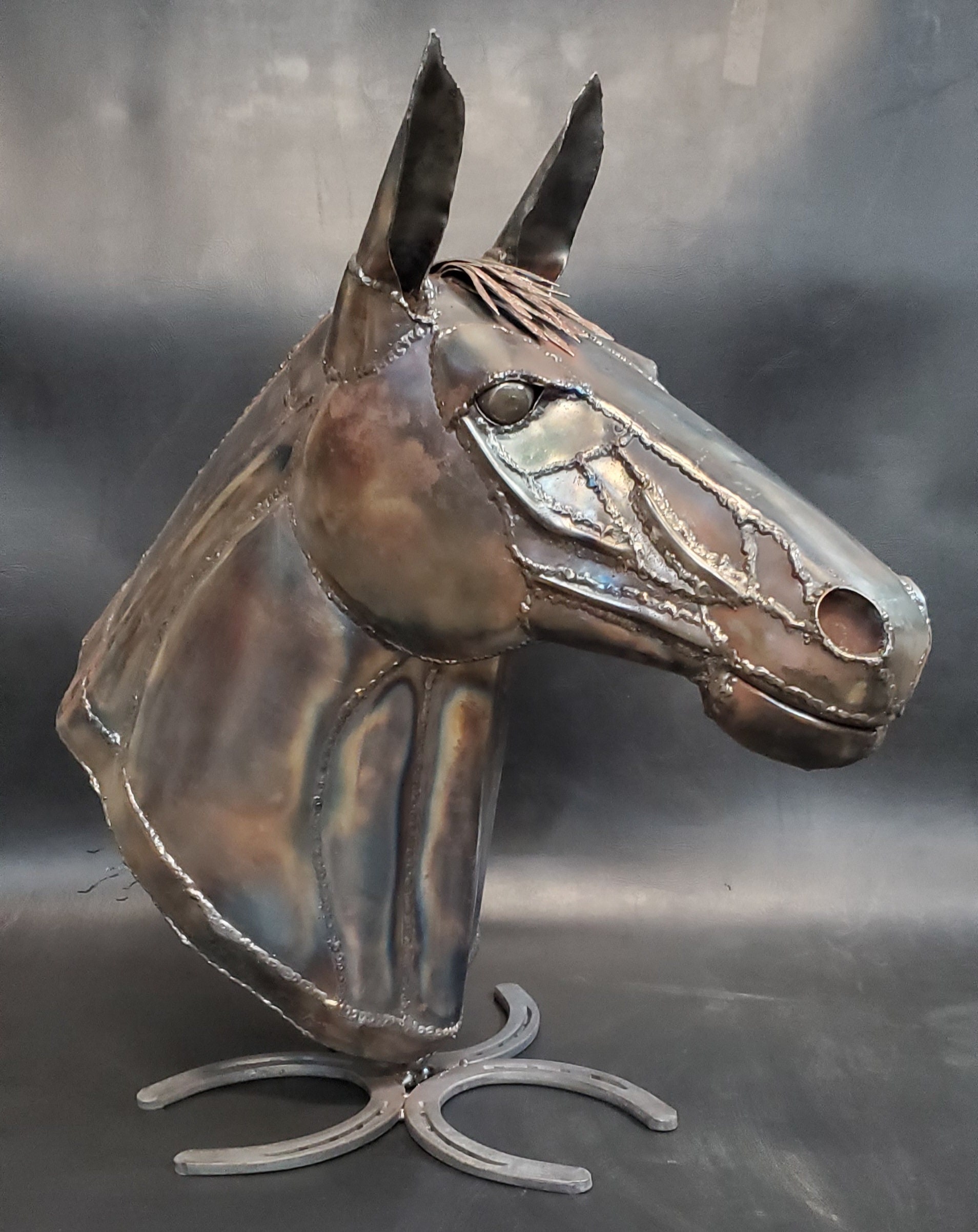 Metal Horse Head Sculpture Scrap Metal Art Statue - Etsy
