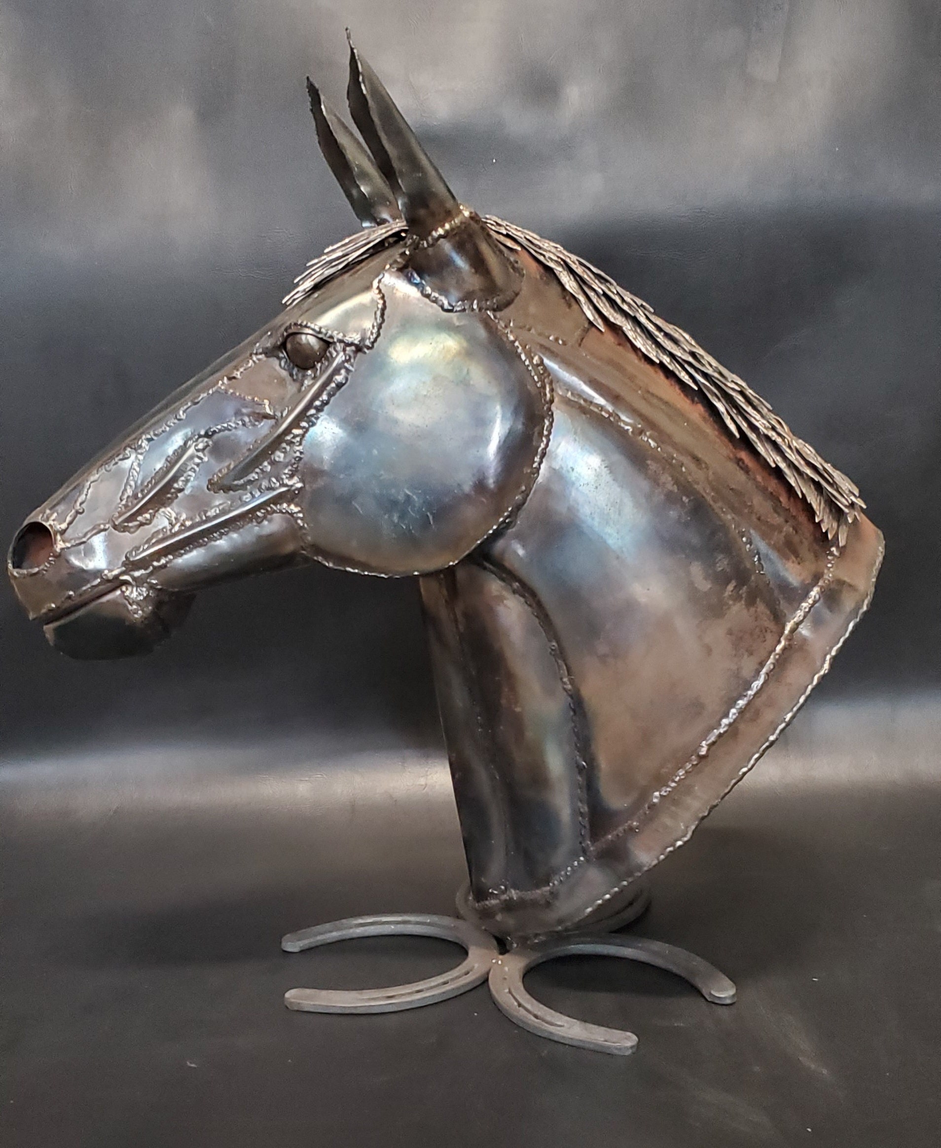 Metal Horse Head Sculpture Scrap Metal Art Statue - Etsy