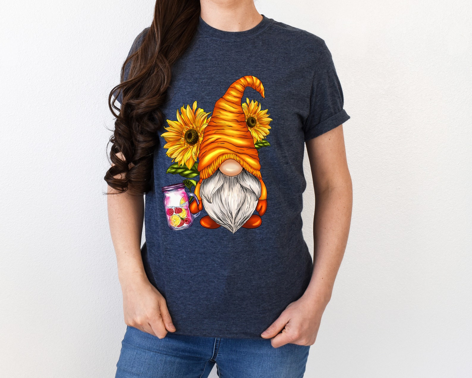 Gnome Sunflower Cocktail Summer T-shirt, Gnome Tee, Gnome Tshirt ...