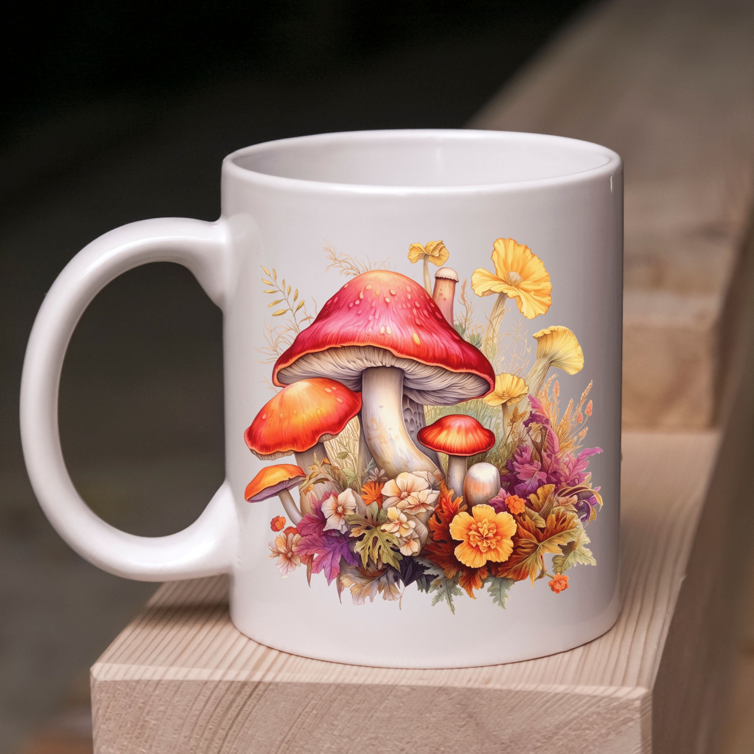 Red Mushroom Mug, Cottage Core Mug, Ceramic Mushroom Mug, Forest Mug ...