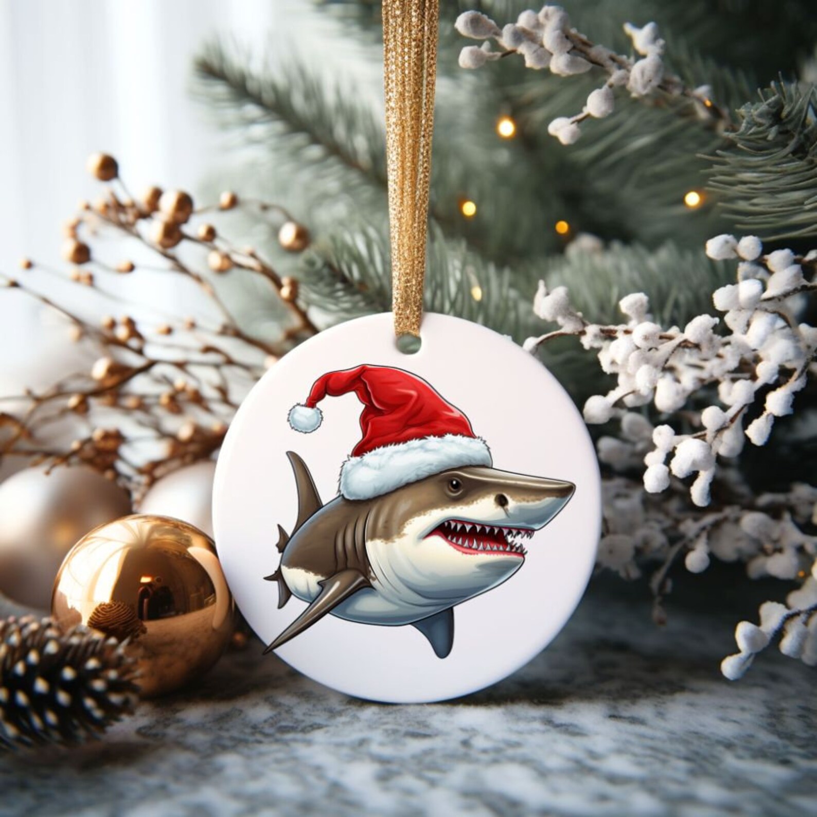 Under the Sea Ornaments, Set of 4, Christmas Octopus, Christmas Shark ...