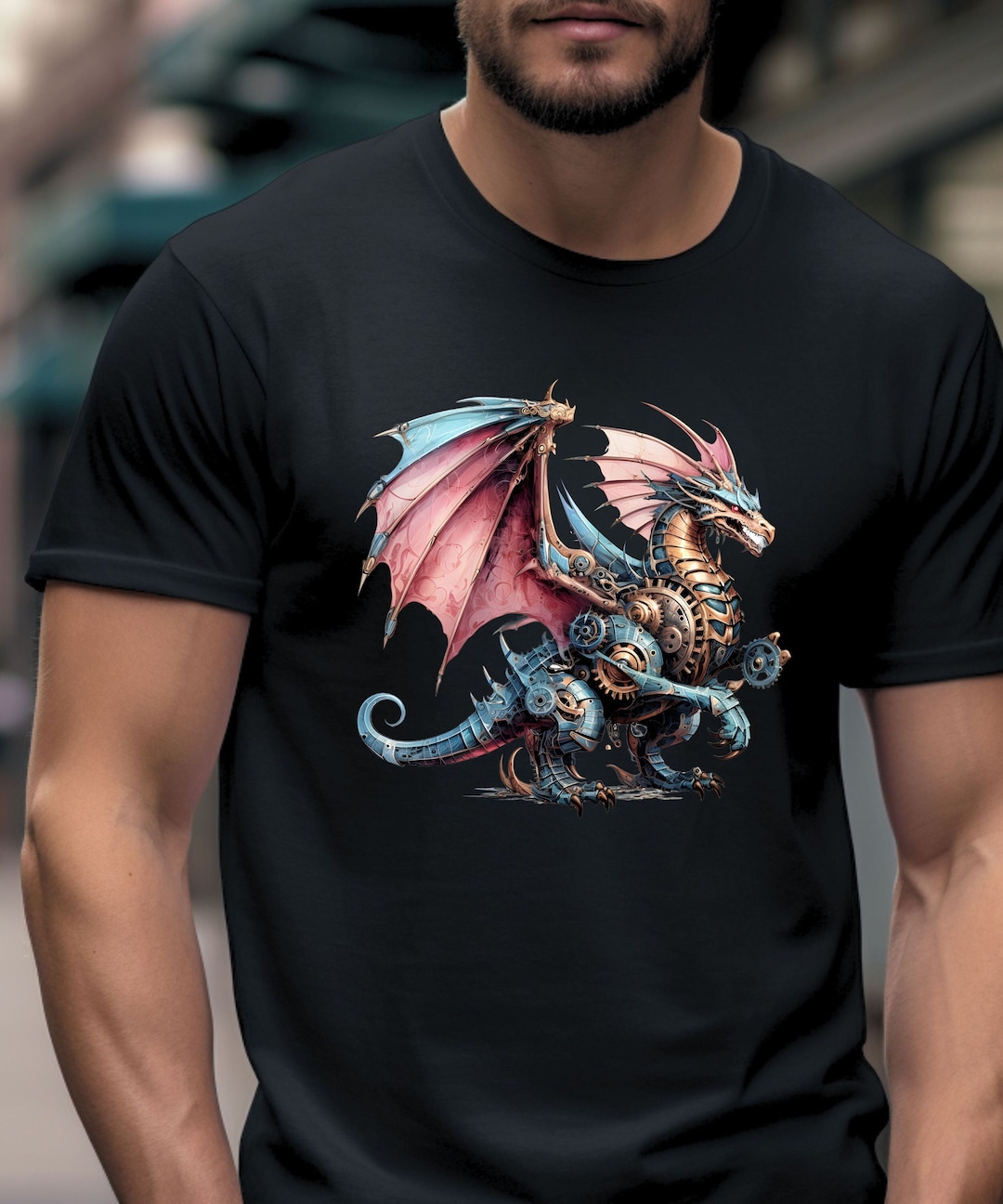 Dragon T-shirt Colorful, Steampunk Dragon Tee, Dragon Lover Shirt ...