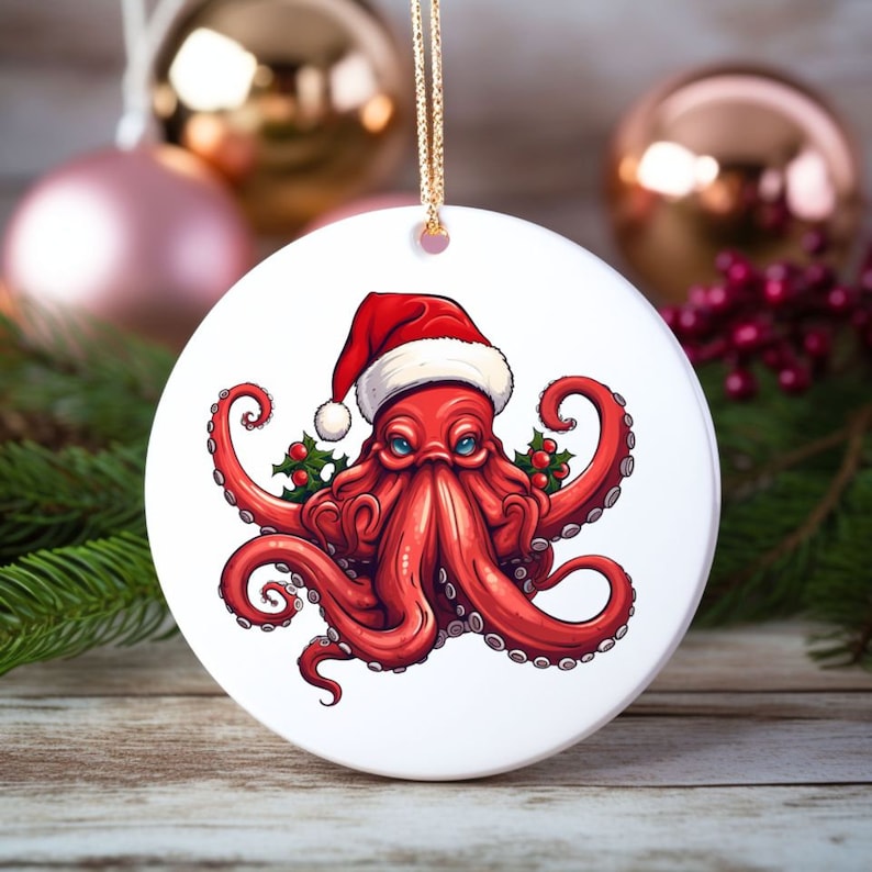 Under the Sea Ornaments, Set of 4, Christmas Octopus, Christmas Shark ...