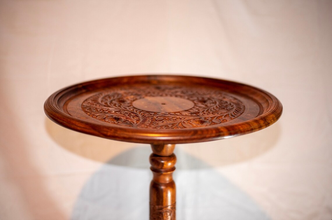 Unique Handcrafted Wooden Table With Intricate Engravings: A Timeless ...