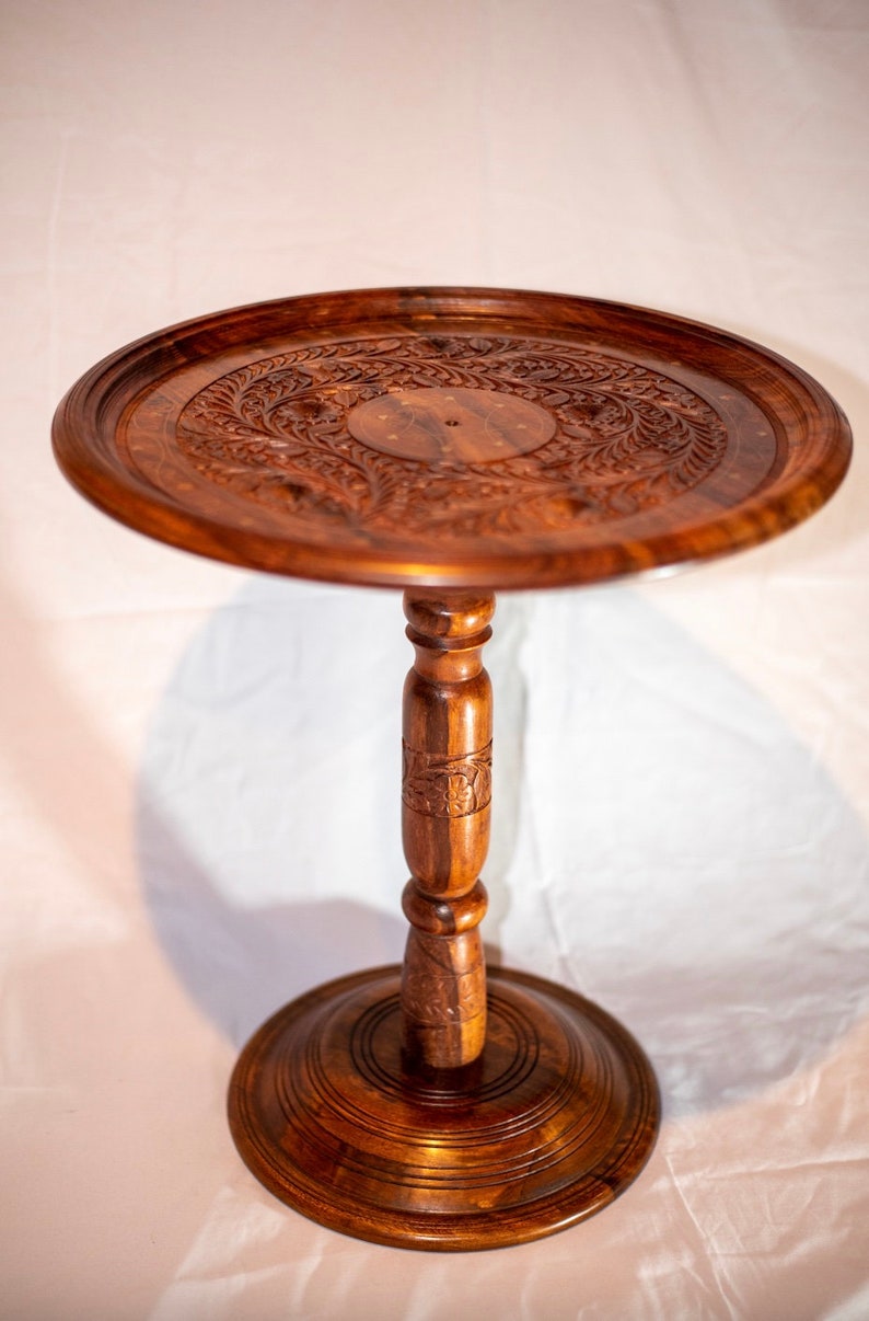 Unique Handcrafted Wooden Table With Intricate Engravings: A Timeless ...