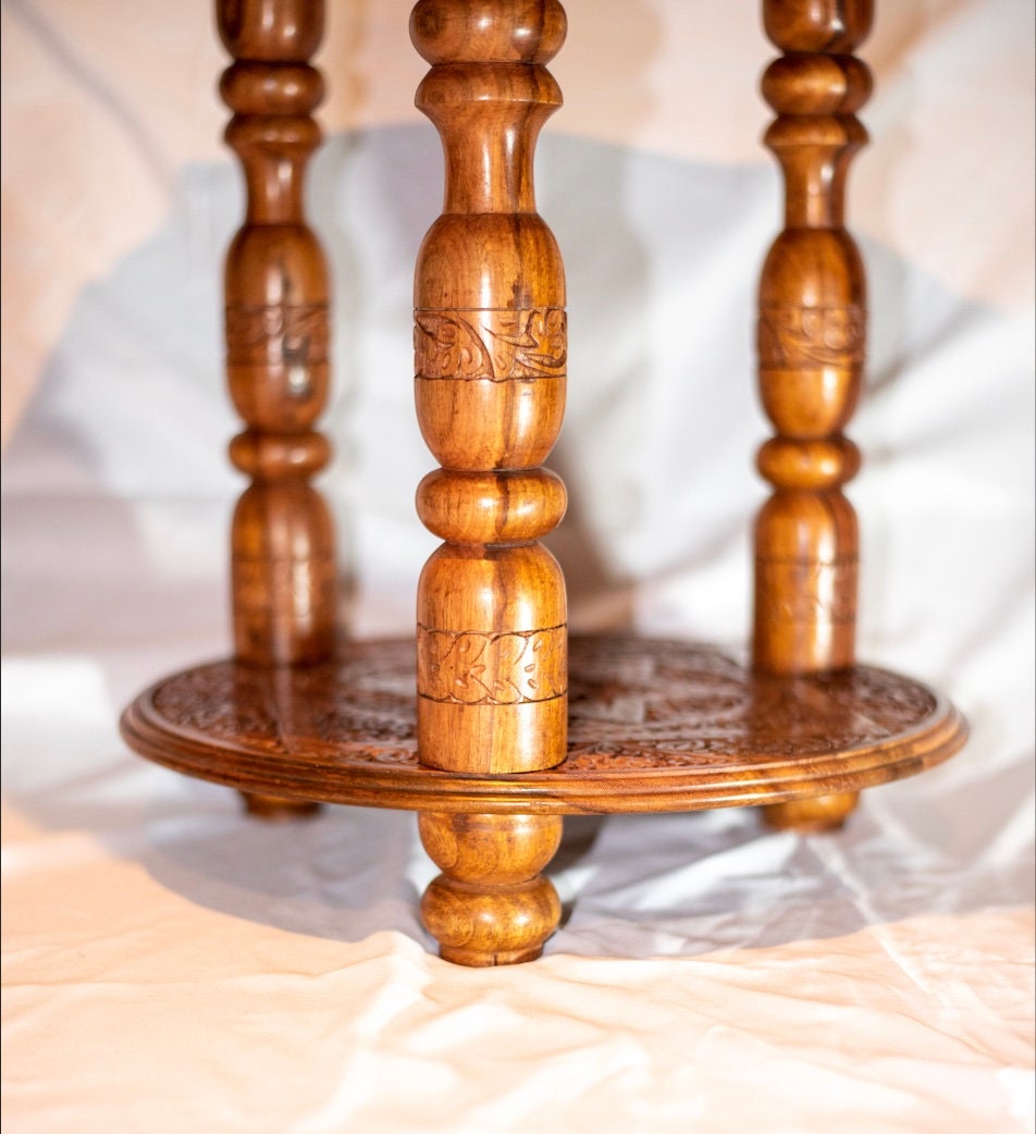 Unique Handcrafted Wooden Table With Intricate Engravings: A Timeless ...