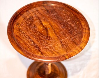 Unique Handcrafted Wooden Table With Intricate Engravings: A Timeless ...