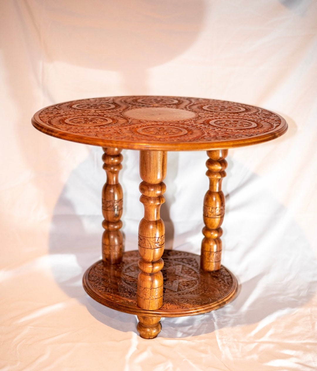 Unique Handcrafted Wooden Table With Intricate Engravings: A Timeless ...