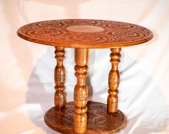 Unique Handcrafted Wooden Table With Intricate Engravings: A Timeless ...