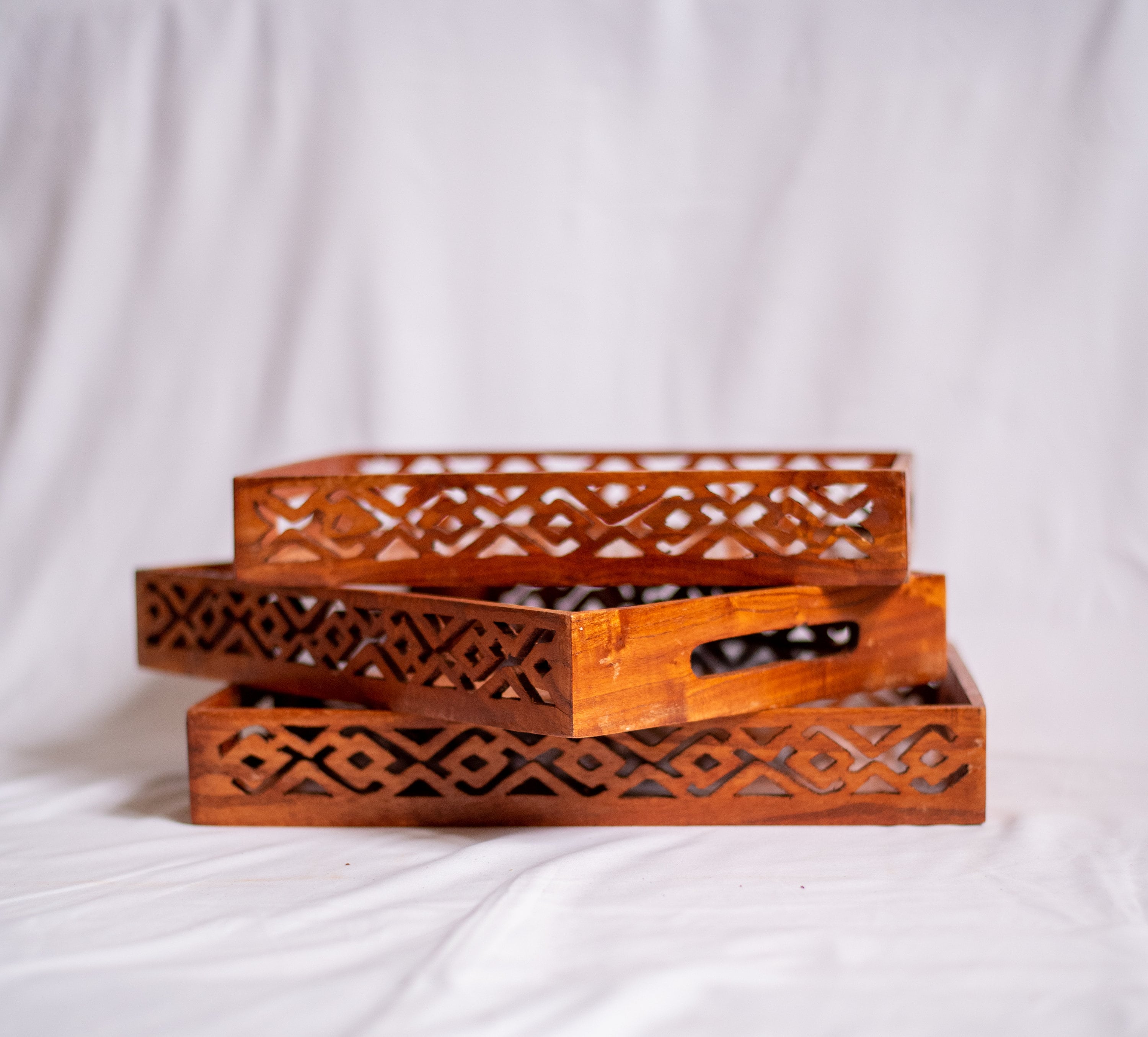 Handcrafted Wooden Tray Set | Dining | Walnut Wood | Gifts | Wooden Art ...