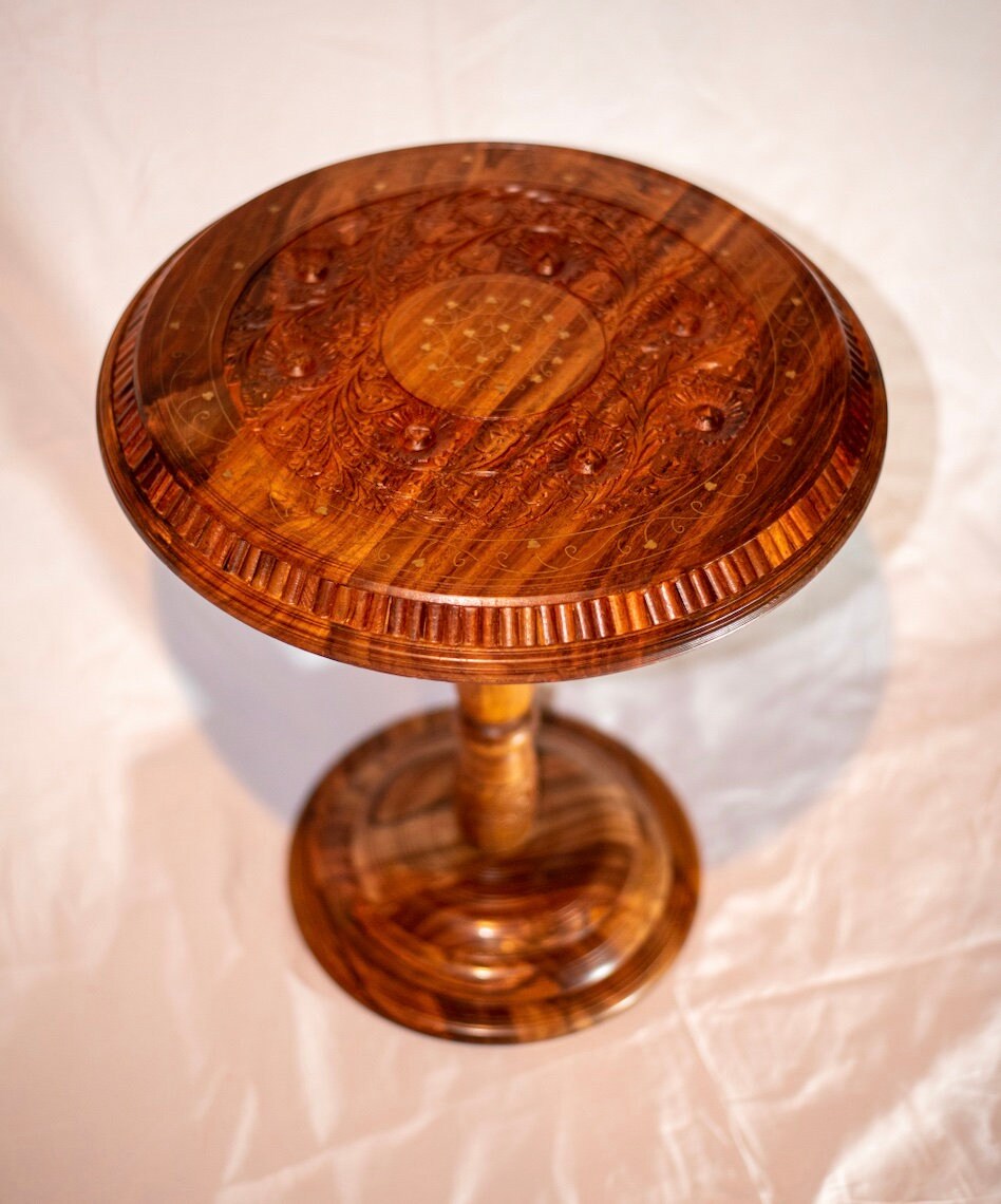 Unique Handcrafted Wooden Table With Intricate Engravings: A Timeless ...