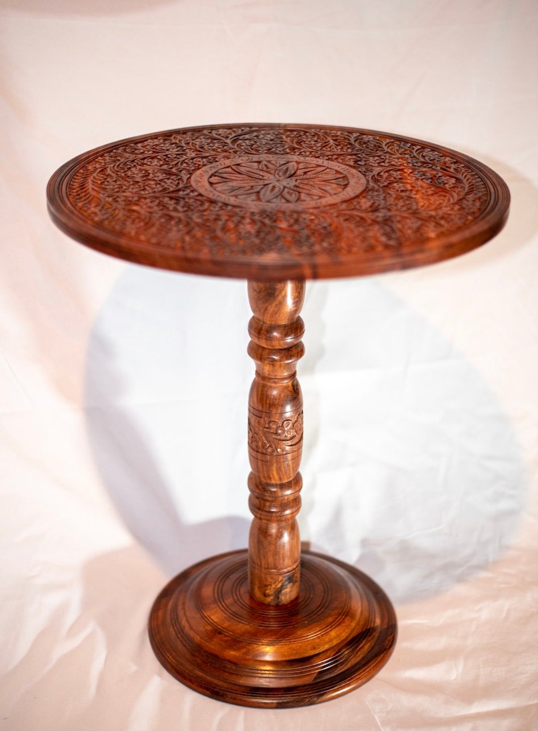 Unique Handcrafted Wooden Table With Intricate Engravings: A Timeless ...