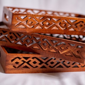 Handcrafted Wooden Tray Set | Dining | Walnut Wood | Gifts | Wooden Art ...