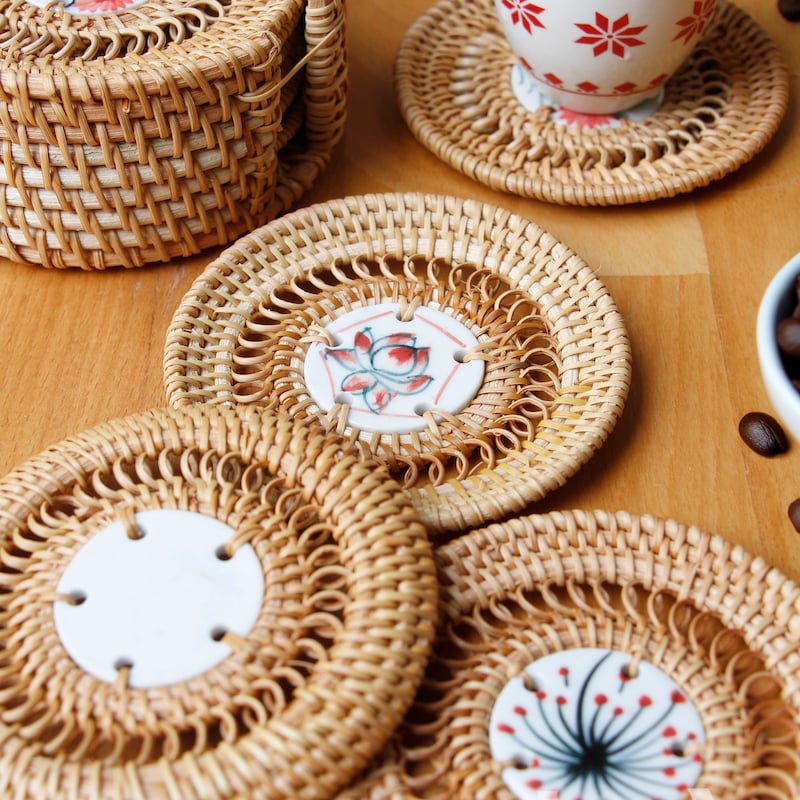 Rattan Coasters - Etsy