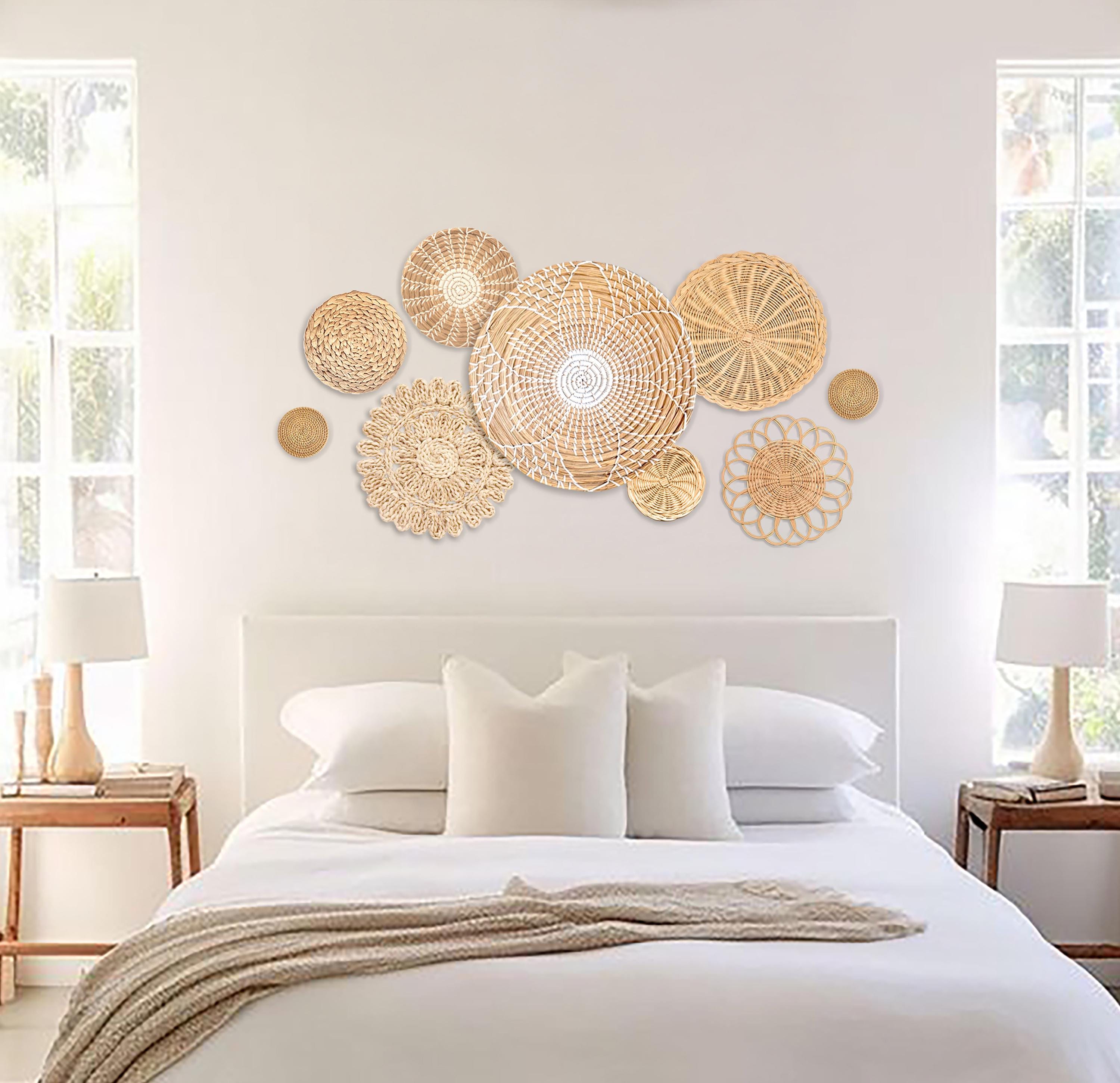 Set of Wall Baskets, Wall Decoration, Bohem Wall Decoration, Rattan ...