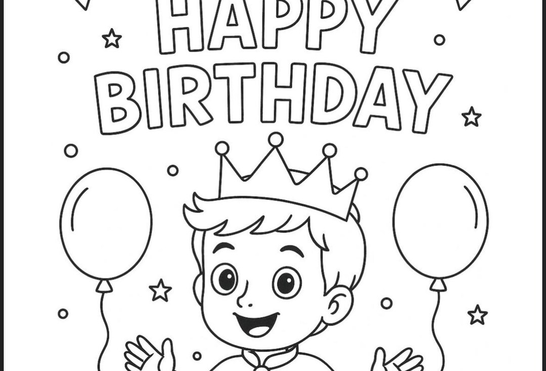 Prince Themed Birthday Coloring Page - Etsy